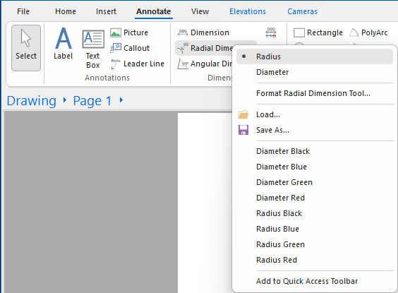 Radial Dimensions Tool